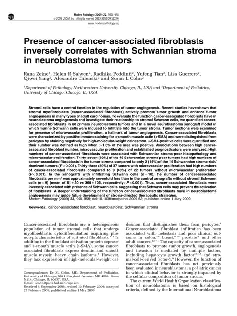 Zeine et al. Poster 2007 Cancer Associated Fibroblasts in Neuroblastoma ...