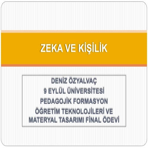 Zeka ve kişilik | PPTX