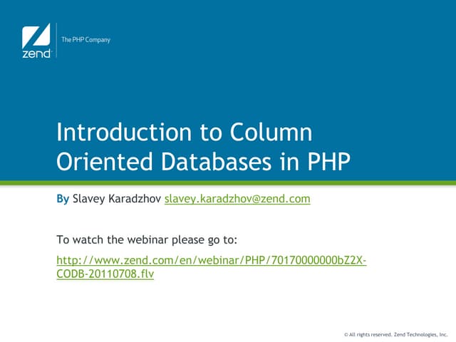 Introduction To Column Oriented Databases In Php Ppt 2713