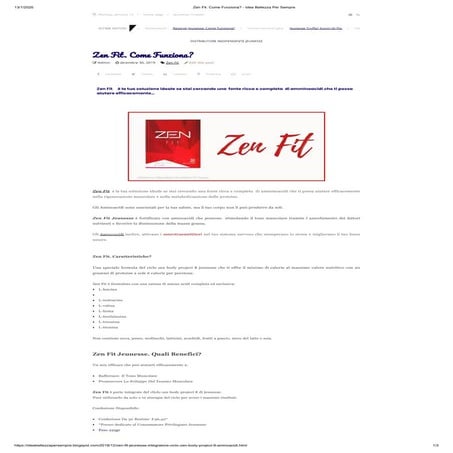 Zen Fit Jeunesse Zen Body Project 8 Amminoacidi | PDF
