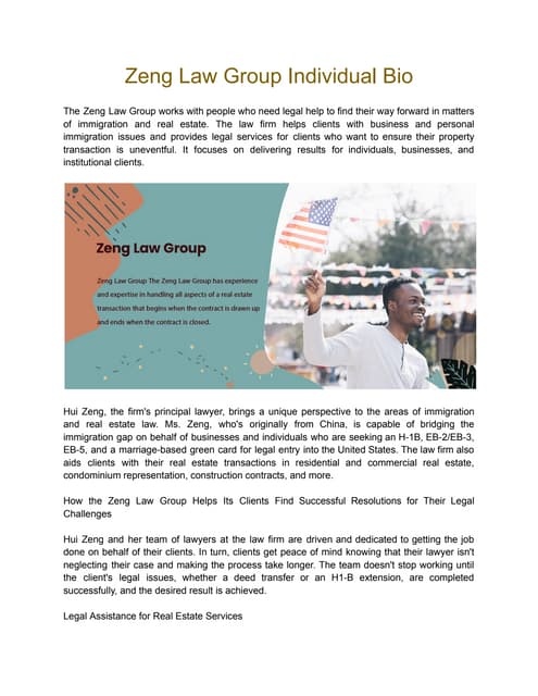 Zeng Law Group, Law at Zeng law group