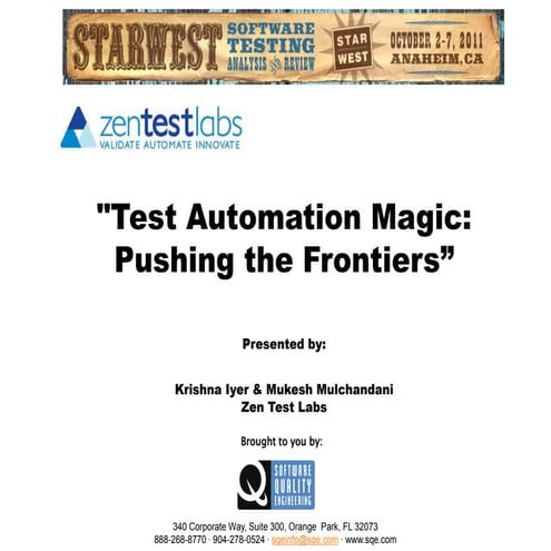 Zen Test Labs Starwest 2011 Keynote | PDF