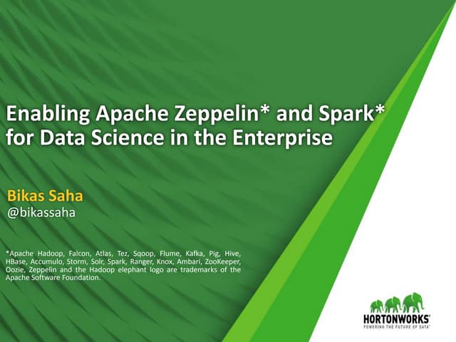 Apache Zeppelin And Spark For Enterprise Data Science Ppt