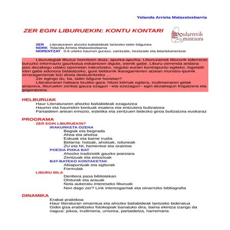 Zer egin liburuekin kontu kontari | PDF