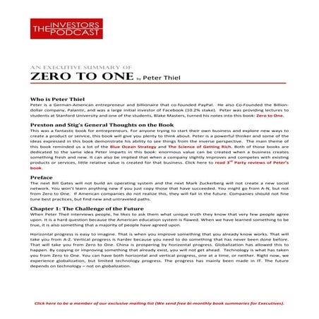 the summary of Zero to One book | PDF