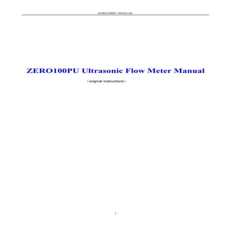 Zero100PU portable ultrasonic flow meter manual | PDF