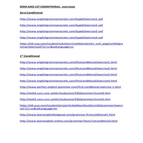 Zero and 1st conditionals: Exercises | DOCX