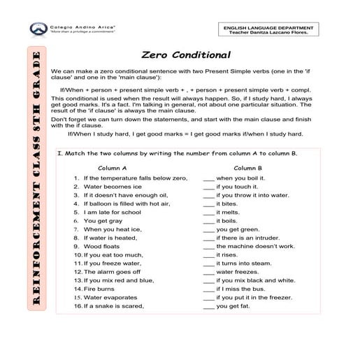 Zero conditional 8th grade | PDF