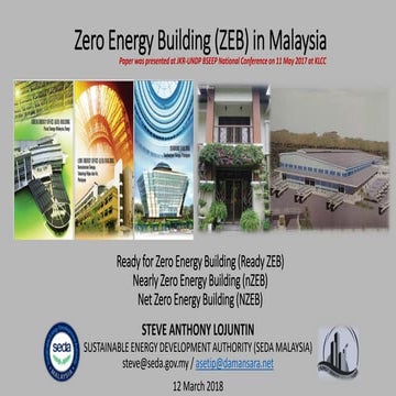Zero Energy Building in Malaysia by SEDA Malaysia | PDF