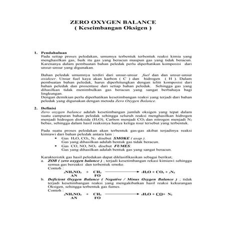 Zero oxygen balance | DOC