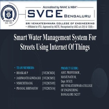 Smart water management using IOT and AI project | PPTX