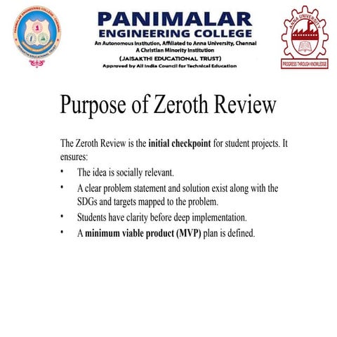 Zeroth Review template for panimalar Engineering college | PPTX