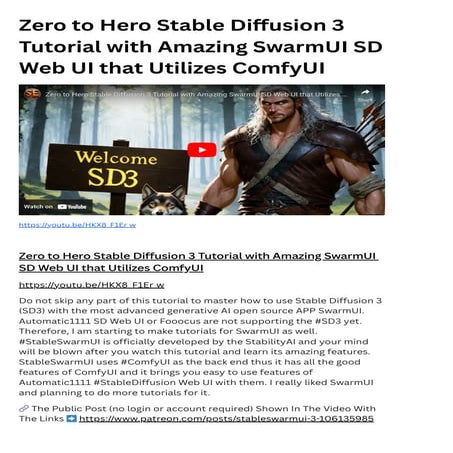 Zero to Hero Stable Diffusion 3 Tutorial with Amazing SwarmUI SD Web UI ...