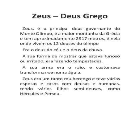 Zeus - Deus Grego | DOCX