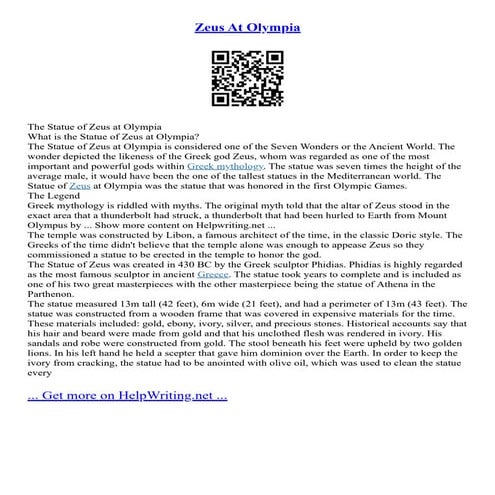Zeus At Olympia | PDF