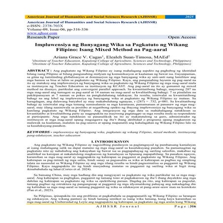 Impluwensiya ng Banyagang Wika sa Pagkatuto ng Wikang Filipino: Isang ...
