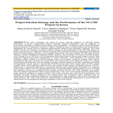 Project Selection Strategy and the Performance of the NG-CDF Projects ...