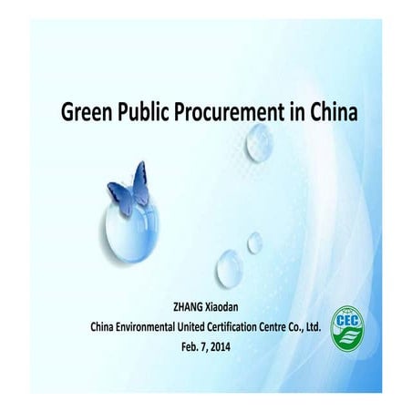 Green public procurement in China - Zhang Xiaodan | PDF