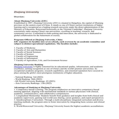 Zhejiang University.docx study abroad 2024 | DOCX | Undergraduate ...