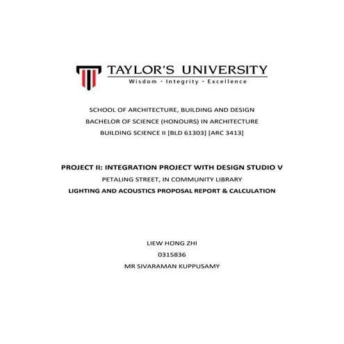 Lighting and Acoustics Proposal Report & Calculation | PDF