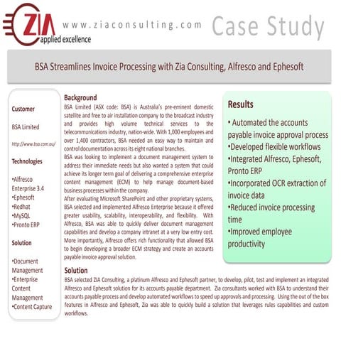 Zia BSA Case Study | PPT