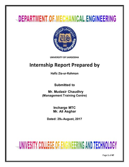 Internship Report (MEchanical Engg) by kalpesh pawar | PDF