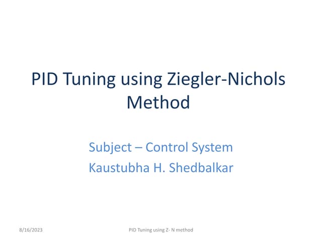 Ziegler Nichols Method for PID Controller Tuning | PDF