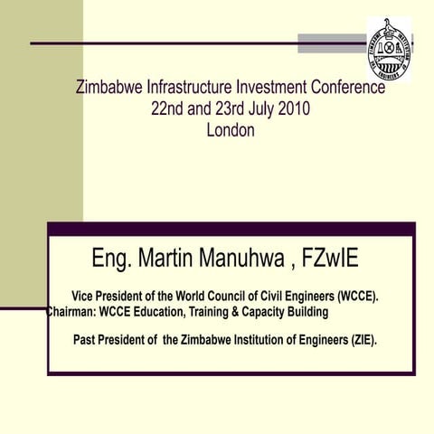 Status Infrastructure in Zimbabwe | PPT