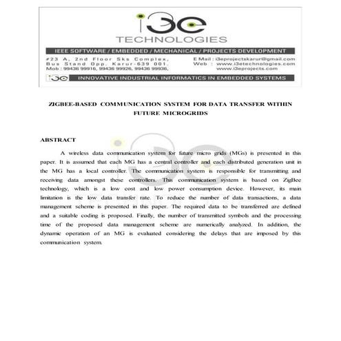 Zig bee based communication system for data transfer within future microgrids | DOCX
