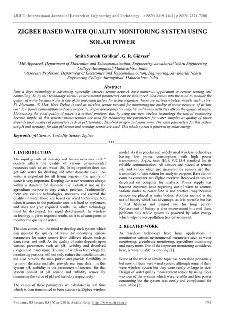 Iot based water quality monitoring system | PPTX