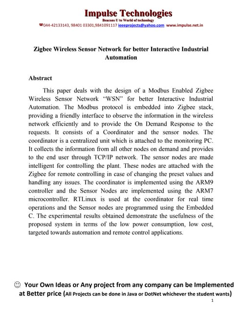 Zigbee Wireless Sensor Network For Better Interactive Industrial