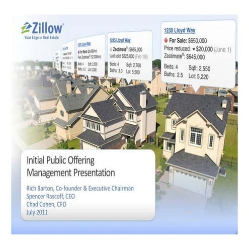 Zillow ipo roadshow investor presentation - jul 2011 | PDF