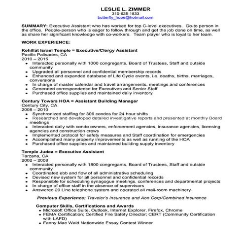 Zimmer resume' | DOC