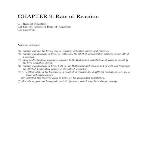Zimsec chemistry chapter 9 rate of reaction | PDF