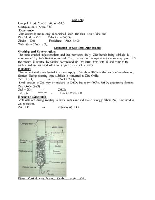 Extraction of zinc | PPTX