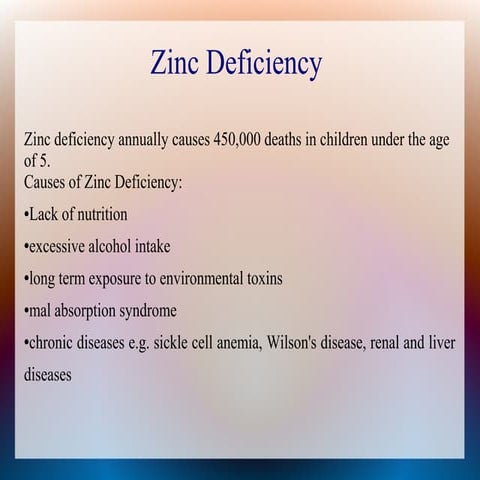 Zinc deficiency: causes, treatment and prevention | ODP