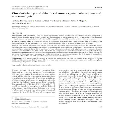 Zinc deficiency and febrile seizure a systematic review and.pdf