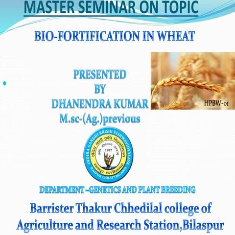 Zinc iron wheat biofortification | PPTX