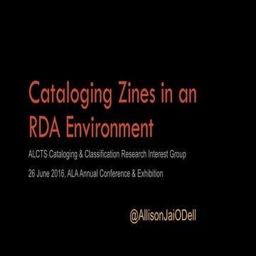 Cataloging Zines in an RDA Environment | PDF