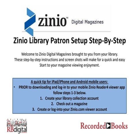 Zinio User Guide by Recorded Books | PPT