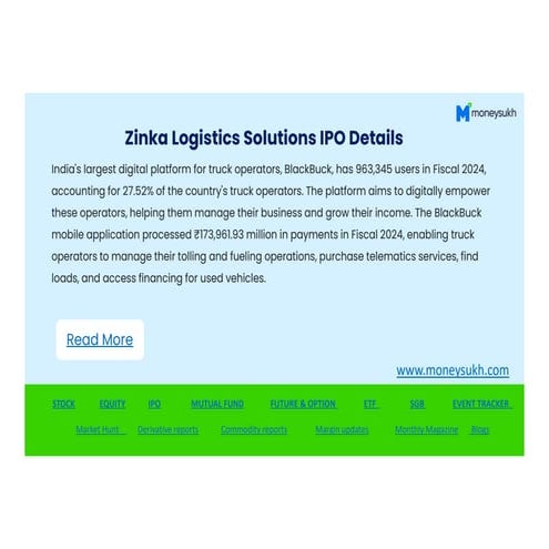 Zinka Logistics Solutions IPO Details : Launch Date, Share Price | PDF