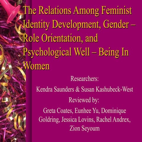 The Relations Among Feminist Identity Development, Gender - Role ...