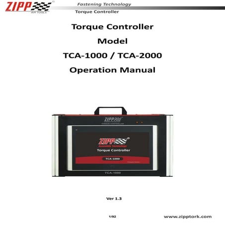 ZIPP torque controller operational manual | PDF