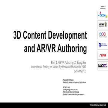 3d Content Development And Ar Vr Authoring Pdf Augmented Reality