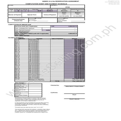 Zitan sample computation studio 20% in 36 mos | PDF