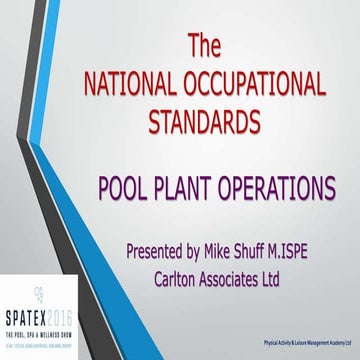 New National Occupation Standards for Swimming Pool Plant Operators ...
