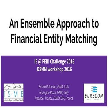 An ensemble approach to financial entity matching | PPTX | Databases ...
