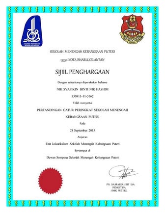 Sijil penghargaan | PDF