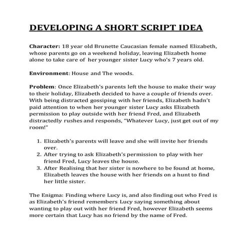 Developing a short script idea | DOCX