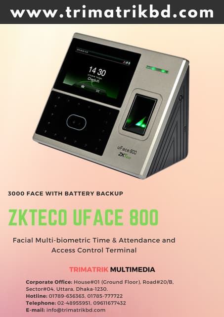Zkteco uface 800 bangladesh | PDF
